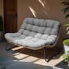 Crestlive Products Pattened Metal Double Papasan Outdoor Loveseat with ...