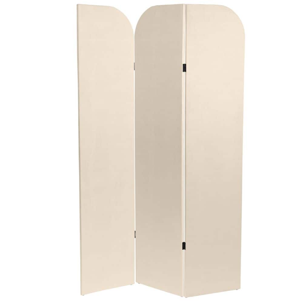 RED LANTERN 6 ft. Cream 3-Panel Modern Arch Velvet Room Divider CV-VEL2 ...