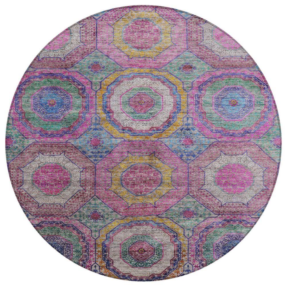 Addison Rugs Chantille Machine Washable Indoor/Outdoor Abstract ACN2049 Pink 8 ft. x 8 ft. Area ...