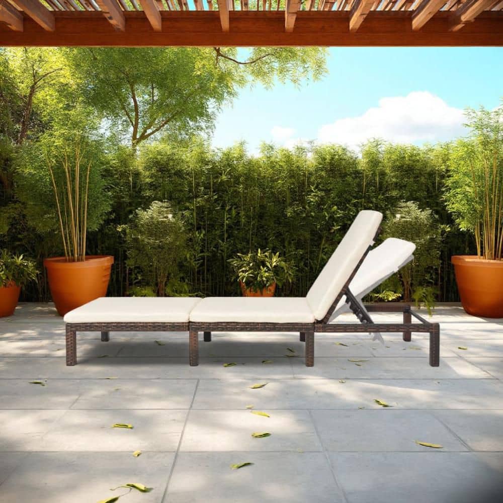 Benjara Brown Metal Frame Adjustable Outdoor Chaise Lounge BM325737 ...