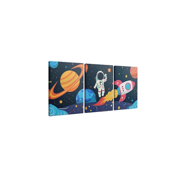 3 Pcs Astronaut Canvas Wall Art Nursery Space Wall Decor, Painting ...