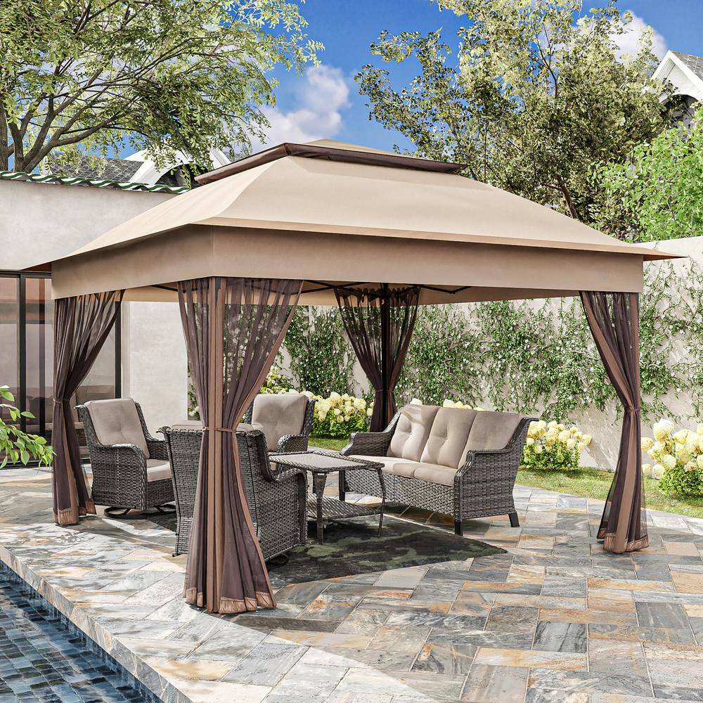 Reviews for JOYSIDE 11 ft. x 11 ft. Beige Steel Pop-up Gazebo with ...