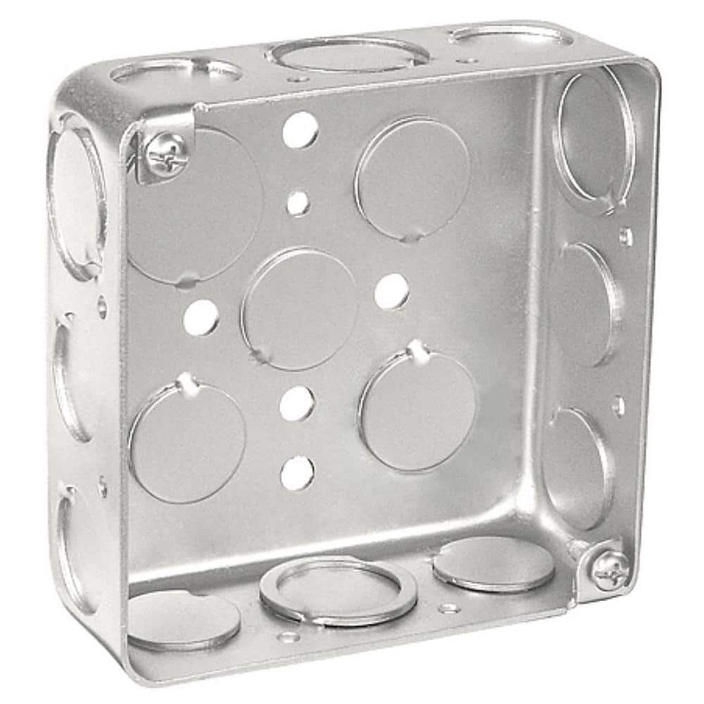 Southwire 4 in. W x 1-1/2 in. D Steel Metallic Drawn Square Box with ...