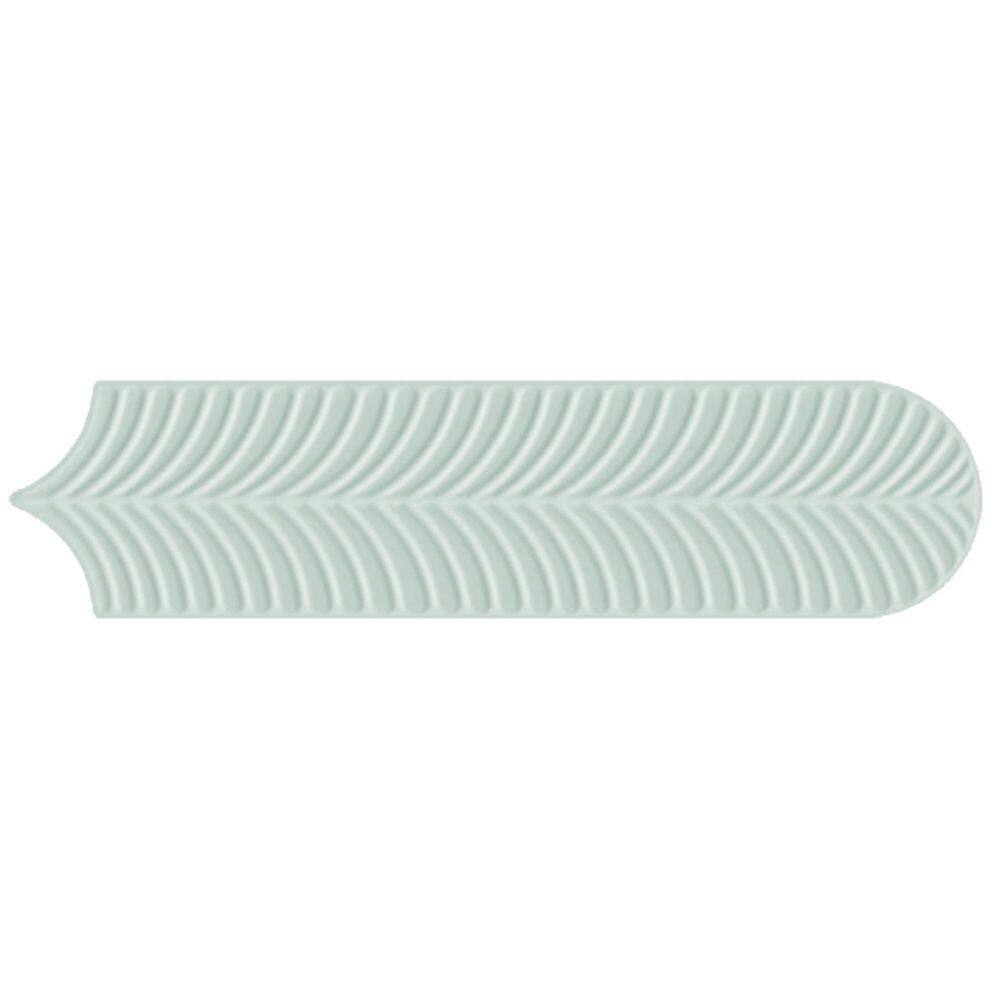 Giorbello Feather Aqua 3 in. x 12 in. 3D Textured Glossy Ceramic Subway ...