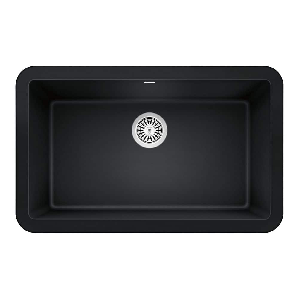 Blanco IKON Silgranit 30 in. Coal Black Single Bowl Granite Composite ...