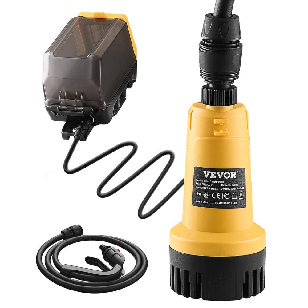 VEVOR Cordless Submersible Water Transfer Pump 528GPH Portable Sump ...