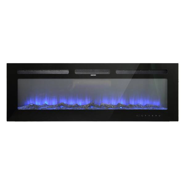 Clihome 50 in. 1500-Watt Wall-Mounted and Recessed Electric Fireplace ...