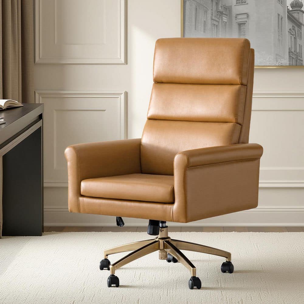 JAYDEN CREATION Athena Polyester Swivel Task Chair in Camel with ...