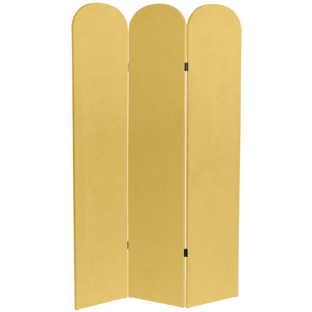 RED LANTERN 6 ft. Yellow 3-Panel Classic Arch Velvet Room Divider CV ...
