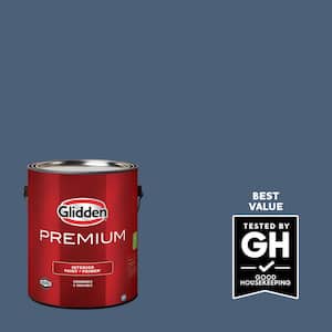 Glidden Premium 1 gal. PPG1163-6 Blue Fjord Satin Exterior Latex Paint ...