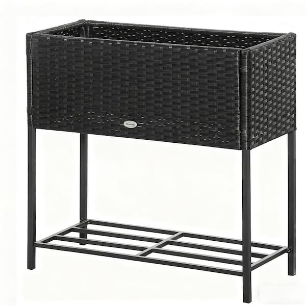 GWRGWR 4 ft. x 4 ft. x 1 ft. Outdoor Plastic Raised Garden Bed Planter ...