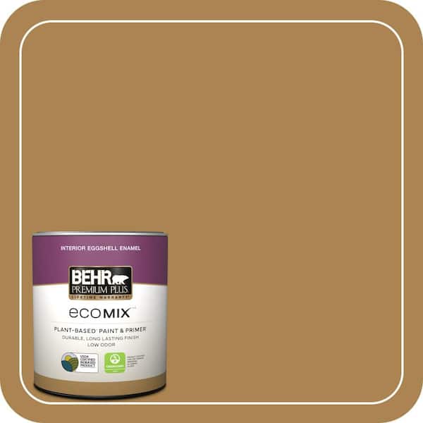 BEHR PREMIUM PLUS 1 qt. #S300-6 Harvest Time Eggshell Enamel EcoMix Plant-Based Interior Paint ...