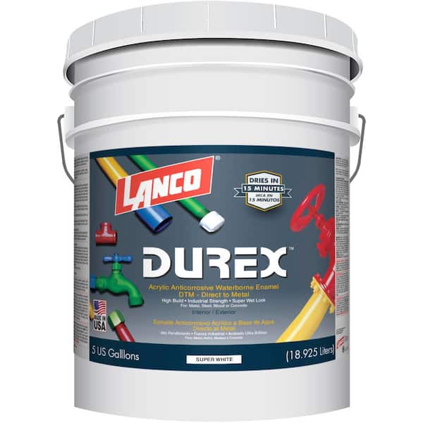 5 gal. Durex White Acrylic Waterborne Enamel Paint DE716-2 - The Home Depot