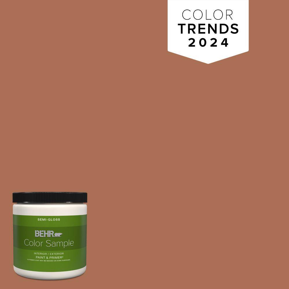 BEHR PREMIUM PLUS 8 oz. #MQ1-28 Orange Flambe Semi-Gloss Interior ...
