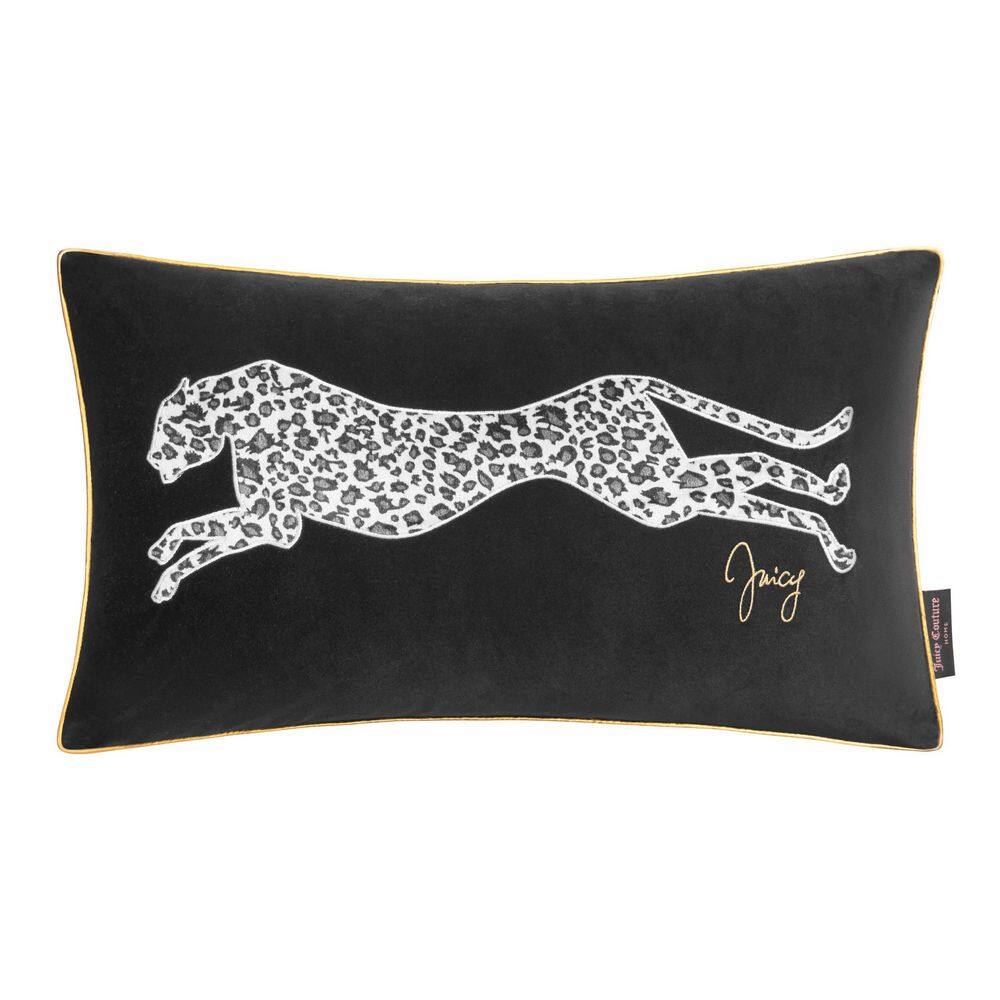 JUICY COUTURE Velvet Cheetah Black Animal Print Embroidered Polyester ...