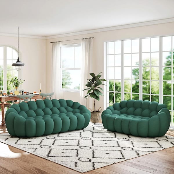 Magic Home (Set of 2) Bubble Couch, 98 in. Green Mesh Fabric Curved ...