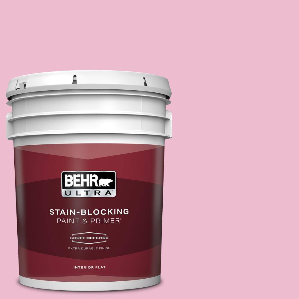 BEHR ULTRA 5 gal. #P130-2A Dainty Pink Extra Durable Flat Interior ...