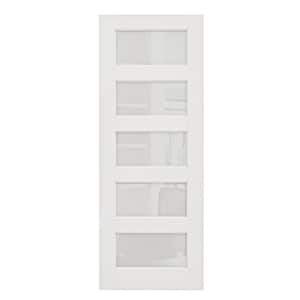 ARK DESIGN 30 in. x 80 in. 5-Lite Tempered Frosted Glass White Solid ...