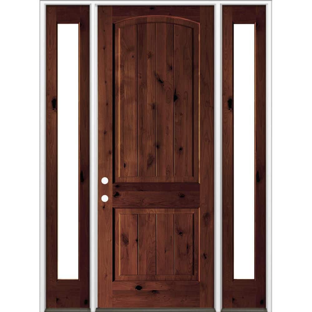 Krosswood Doors 70 in. x 96 in. Knotty Alder Arch Right-Hand/Inswing ...