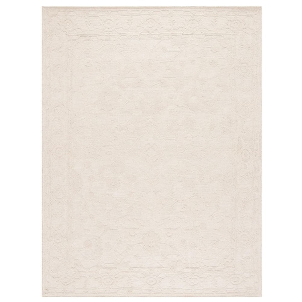 SAFAVIEH Marquee 8 ft. x 10 ft. Ivory Solid Ornate Border Area Rug ...