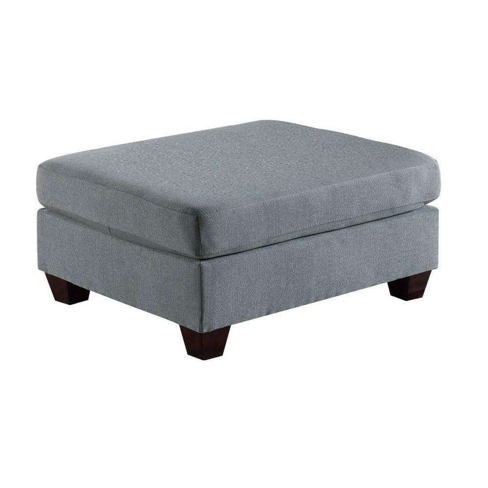 Benjara Gray Fabric Square Accent Medium Ottoman BM298987 - The Home Depot