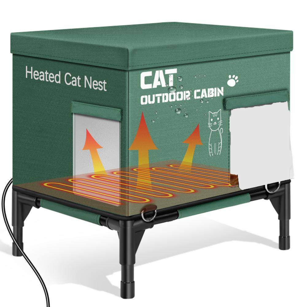 BOZTIY Heated Cat House for Outdoor Cat Outside Heated Cat Bed Cat ...