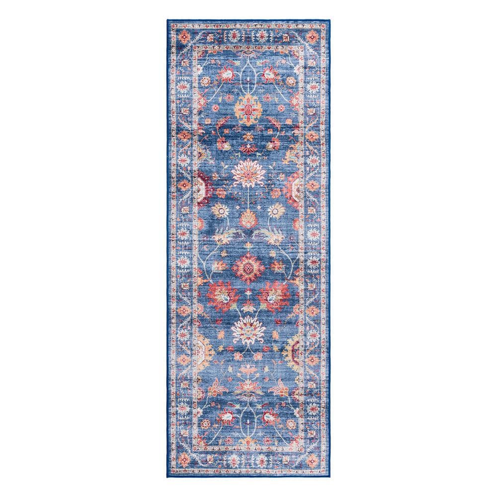 Gertmenian Cullen Blue 2 ft. x 6 ft. Crystal Print Polyester Digitally ...