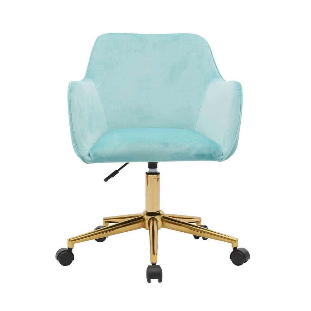URTR Home Office Light Blue Velvet Task Chair Office Chair 360° Swivel ...