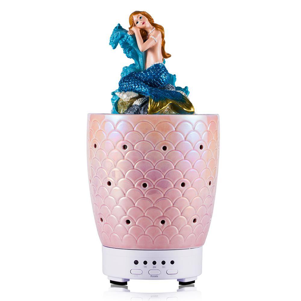 HAWOO 90 ml Mermaid Ceramic Aroma Oil Diffuser Cool Mist Humidifier ...