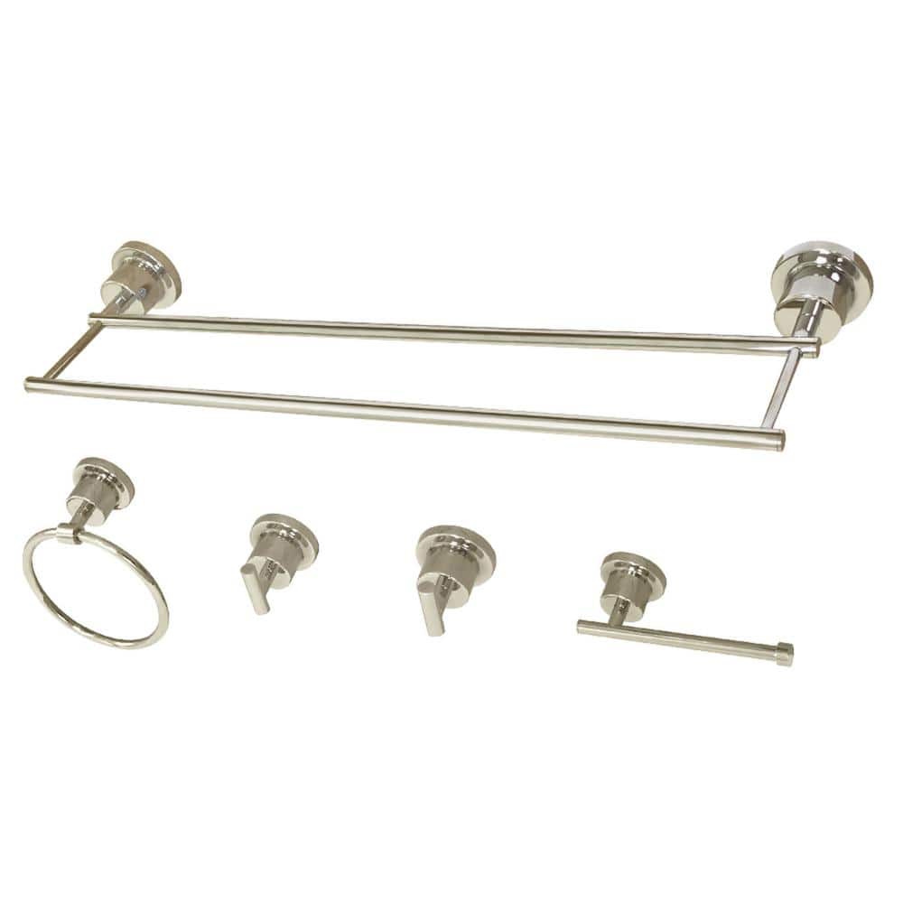 Kingston Brass Modern 5-Piece Bath Hardware Set in Polished Nickel ...