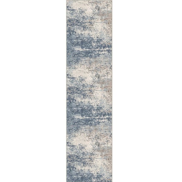 HaiiMeid Wish Blue 2 ft. x 8 ft. Washable Modern Abstract Runner Rug ...
