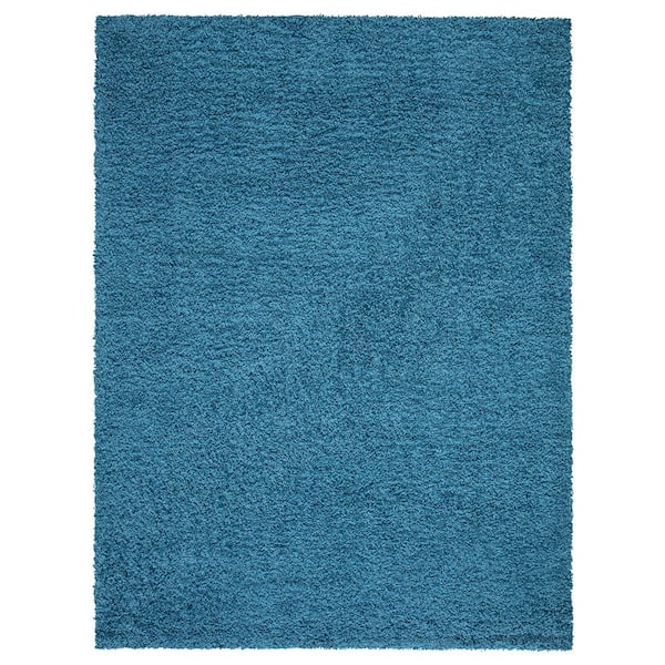 Ottomanson Contemporary Solid Blue 5 ft. x 7 ft. Shag Area Rug SHG2766 ...