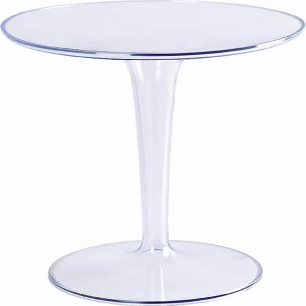 HOME IMPORTS EMPORIUM 19 in. Clear Round Plastic End Table, Sturdy ...