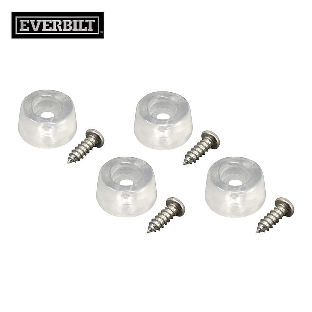 Everbilt 7/8 in. Clear Rubber Like Plastic Screw-On Surface Bumpers (4 ...
