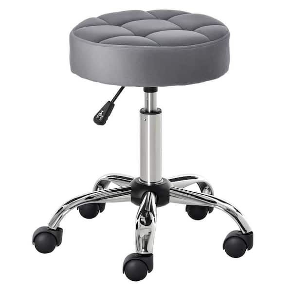 HOMCOM 13.75 x 19.25 Round Vanity Stool with Height Adjustable Lift ...