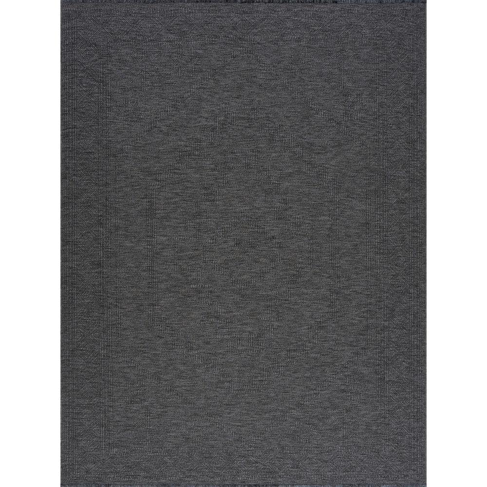 Tayse Rugs Alma Dark Gray 5 ft. x 7 ft. Moroccan Machine Washable ...