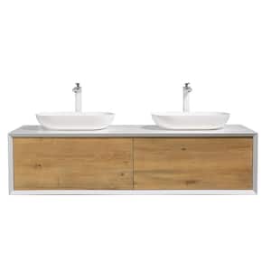 Afhocomp 47.24 in. Single Sink Floating F. OAK Bath Vanity with White ...