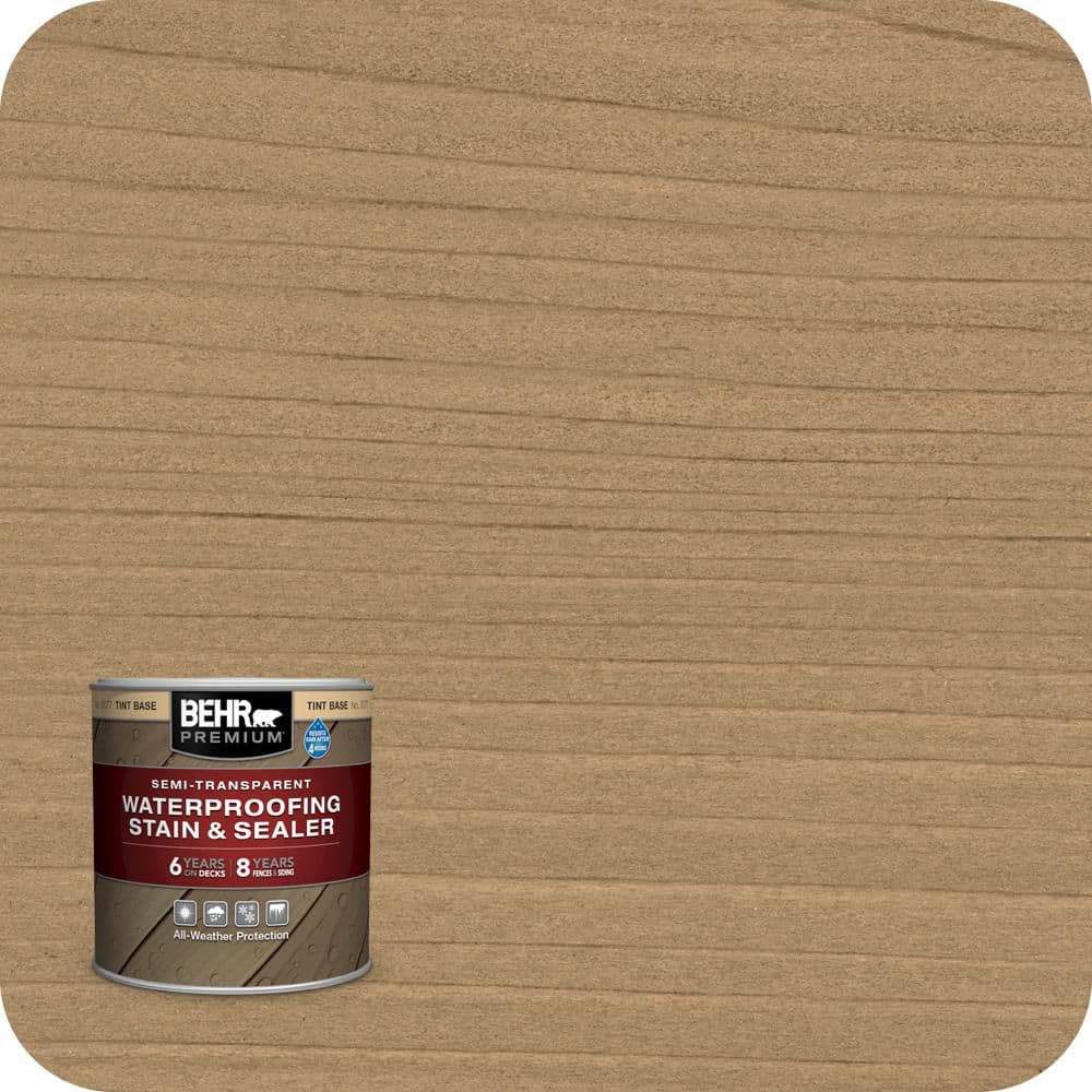 BEHR PREMIUM 8 oz. #ST-127 Beach Beige Semi-Transparent Waterproofing ...