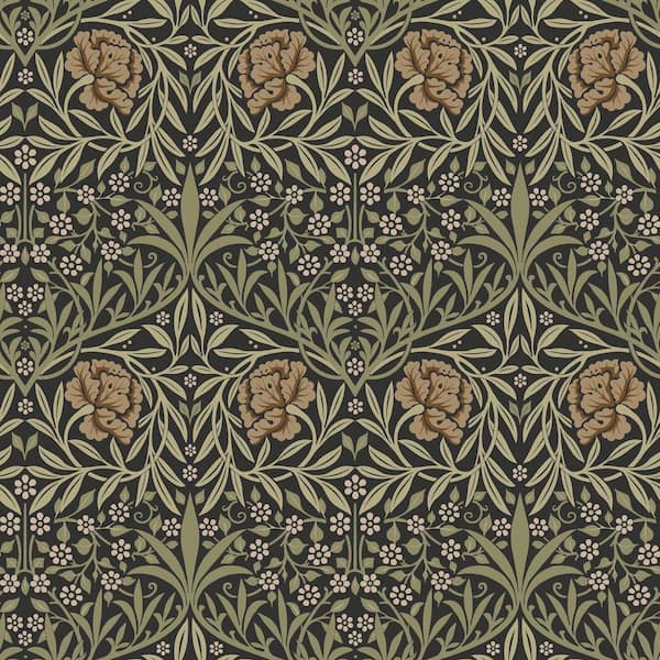 A-Street Prints Oxford Union Black Floral Vines Wallpaper Sample 4171 ...