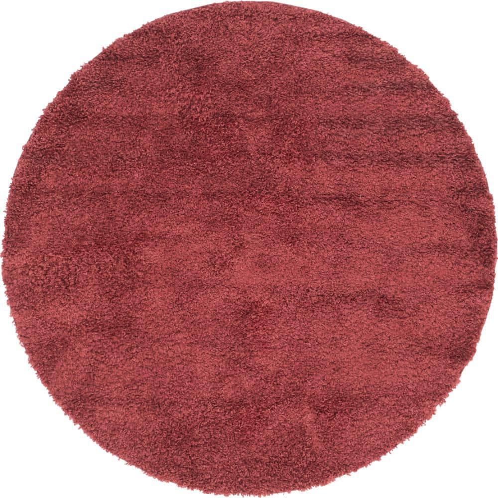 Unique Loom Davos Shag Poppy Red 7 ft. x 7 ft. Round Area Rug 3146111 ...