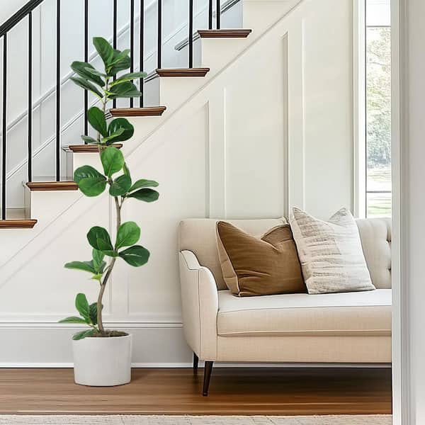 Premium Large 7ft. Artificial Fiddle Leaf Fig Tree in Stylish Black ...
