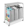 Grey Triple Sorter with Ironing and Folding Table with Chrome Wheels ...