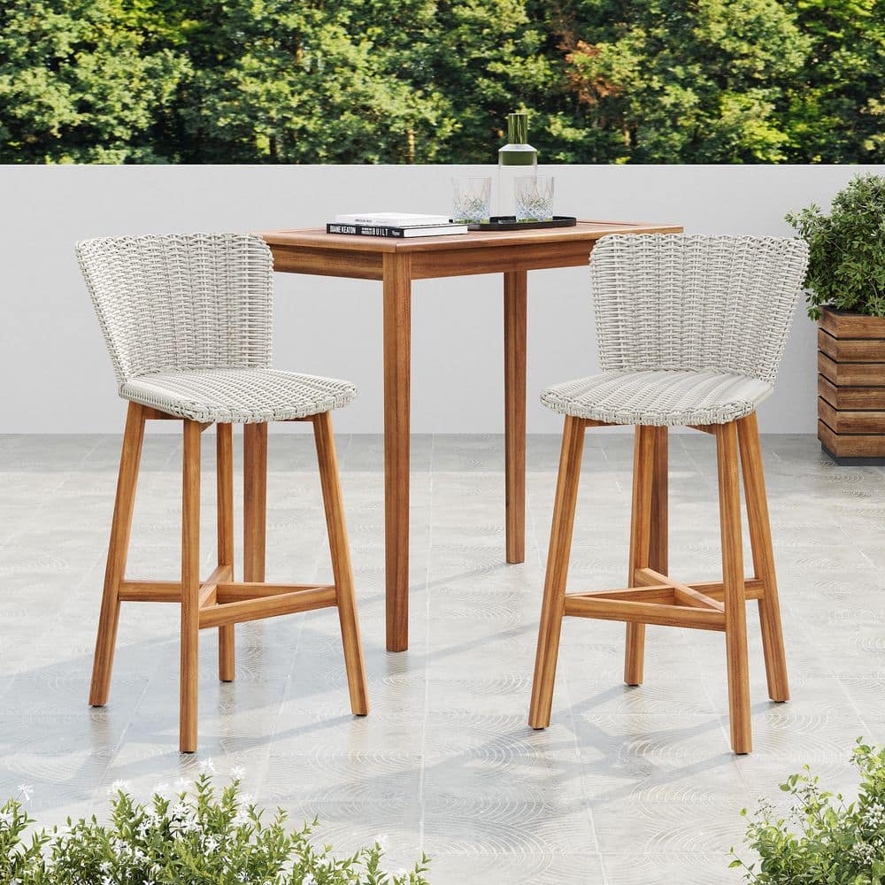 CHRISTOPHER KNIGHT HOME Clary Modern Patio Wicker Woven and Solid Wood ...