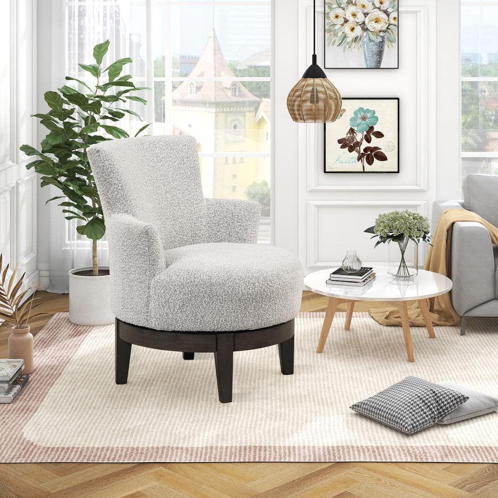 Harper & Bright Designs Light Gray 360° Swivel Chair Wingback ...