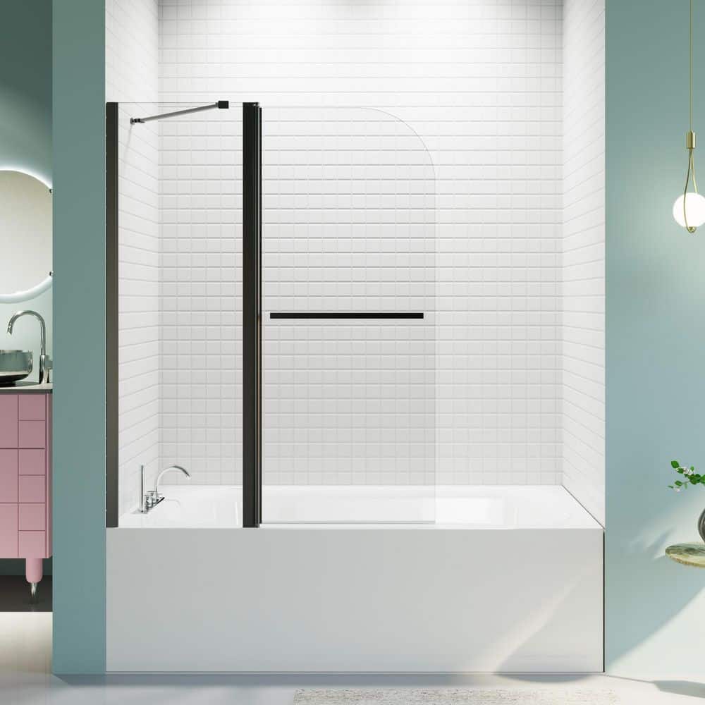 EAKYHOM Reversible 43 in. W x 58 in. H Frameless Pivot Folding Tub Door ...
