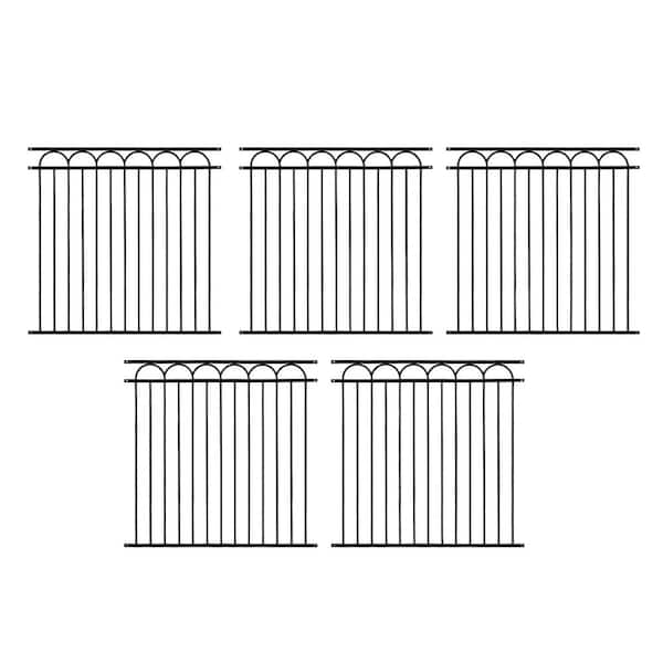 FORGERIGHT Deco Grid 4 ft. x 6 ft. Black Steel Fence Panel (5-Pack ...
