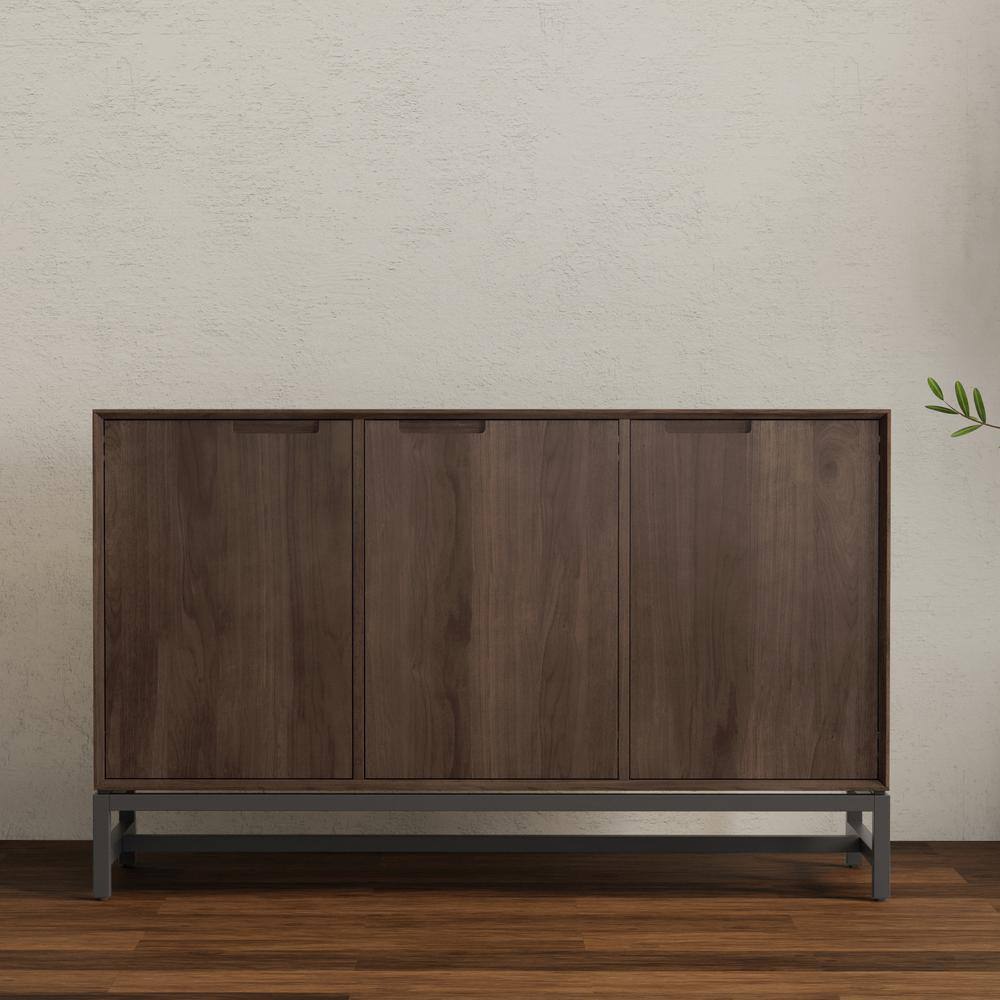 Simpli Home Banting Solid Hardwood and Metal 58 in. Rectangle Modern ...