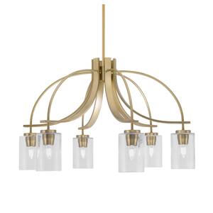 Olympia 17.75 in. 6-Light New Age Brass Downlight Chandelier Clear ...