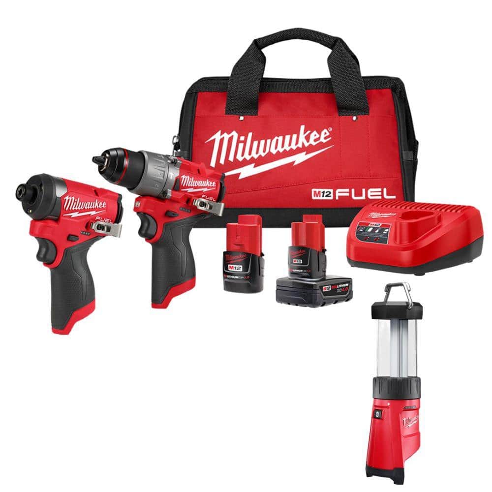 Milwaukee M12 FUEL 12-Volt Lithium-Ion Brushless Cordless Hammer Drill and Impact Driver Combo ...