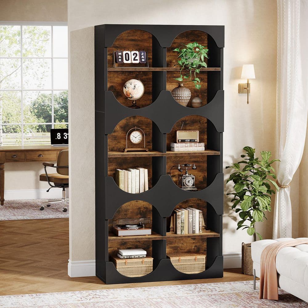 BYBLIGHT Eulas 70.87 in. Tall Brown Wood 6-Tier 12-Shelf Standard ...